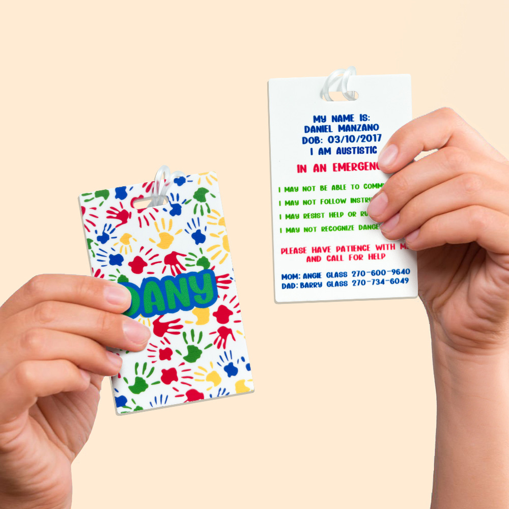 Personalised Autism Identification Tag Card with Name and Emergency ...