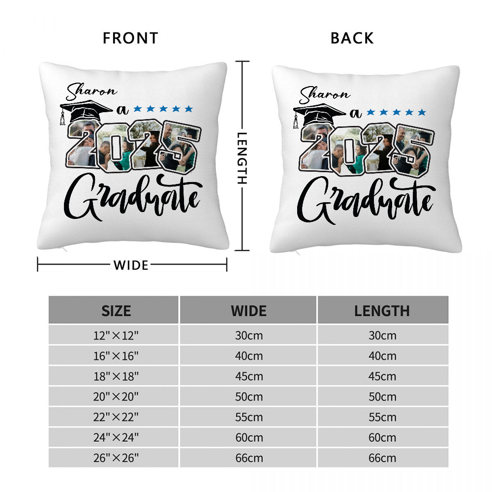 Personalized Graduation Cap Class of 2025 4 Photos Soft Throw Pillow ...