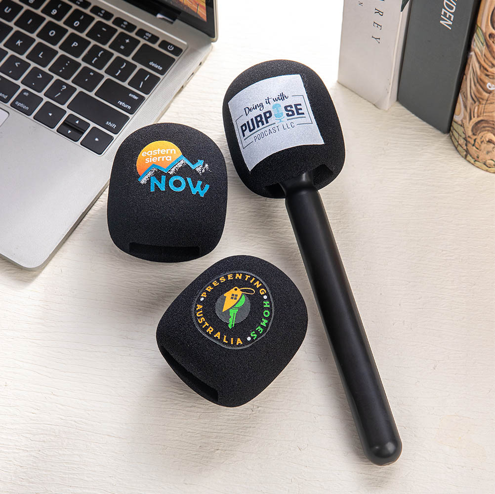 Personalised Microphone Foam Cover with Photo Logo Set of 2 Birthday ...
