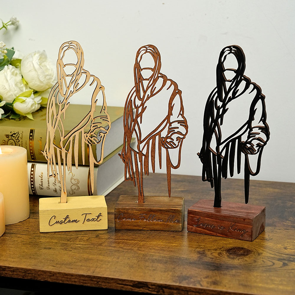Personalized Inspirational Jesus Art Wooden Plaque with Engraved Text ...