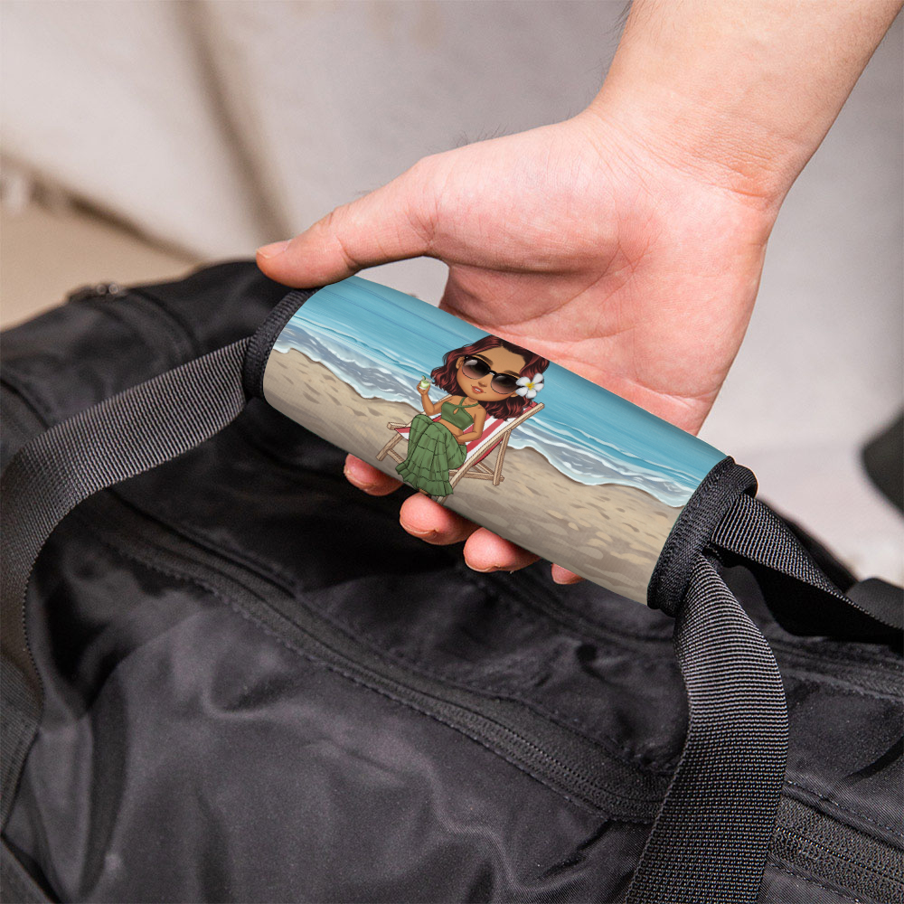 Personalized Sky Blue Sunset Beach Cartoon Luggage Handle Wrap ...