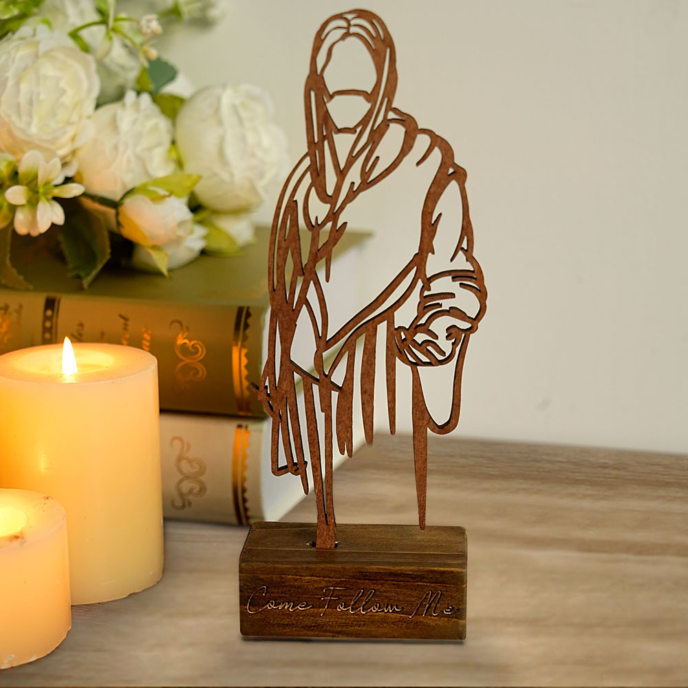 Personalized Inspirational Jesus Art Wooden Plaque with Engraved Text ...