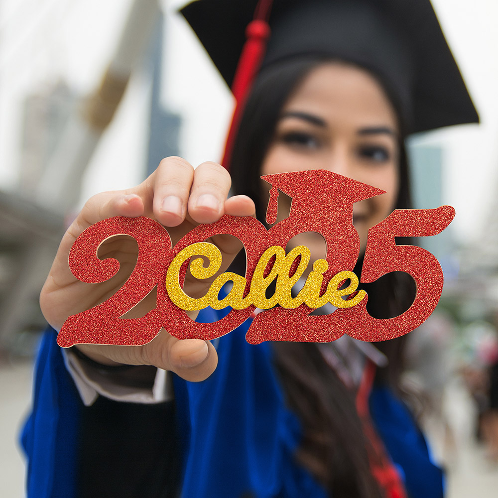 Personalized Glitter Graduation Wood Sign with Name and Year Graduation ...