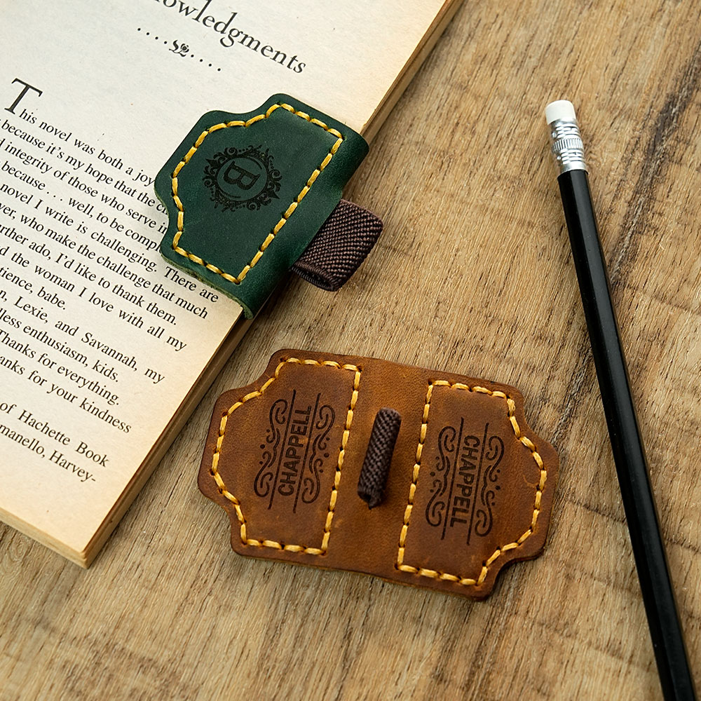 Personalized Engraved Name Magnetic Leather Bookmark Clip with Pen ...