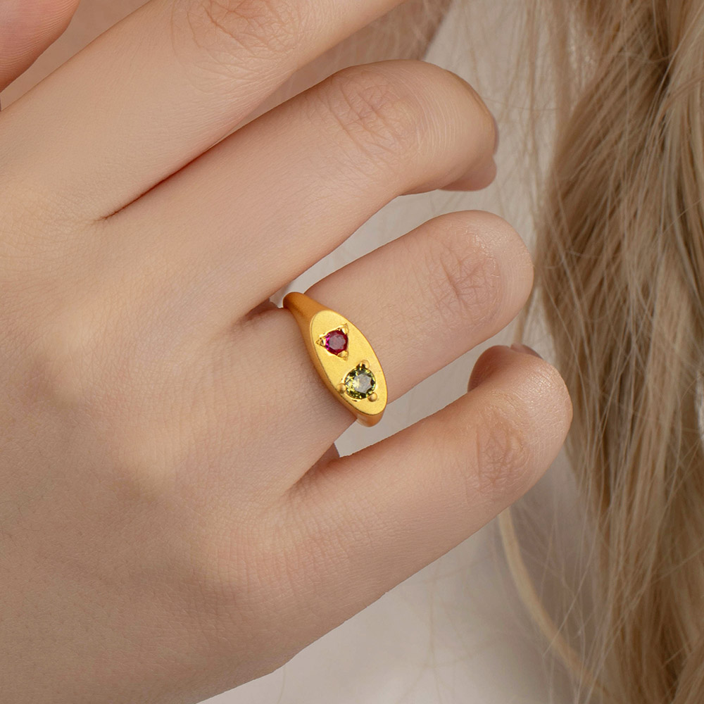 Personalized Birthstones Signet Ring Dainty Jewelry Birthday ...