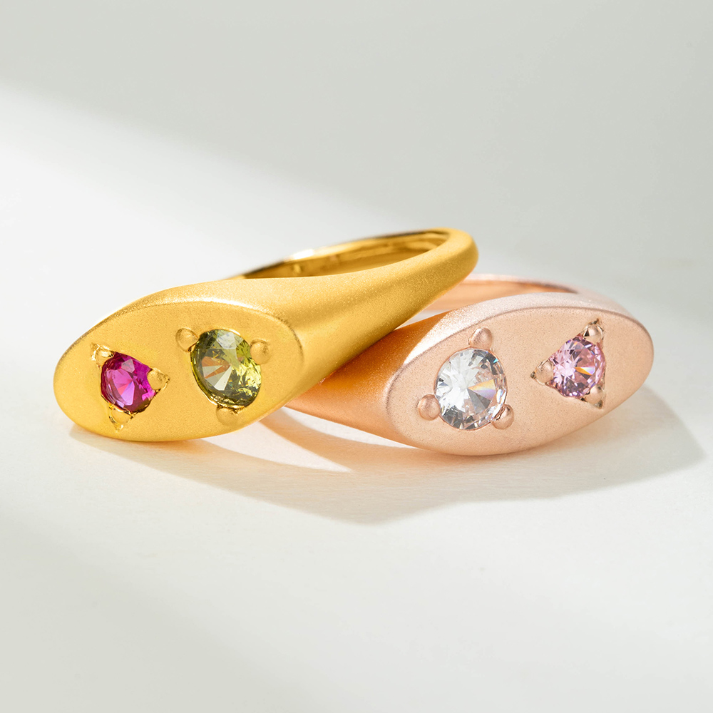 Personalized Birthstones Signet Ring Dainty Jewelry Birthday ...