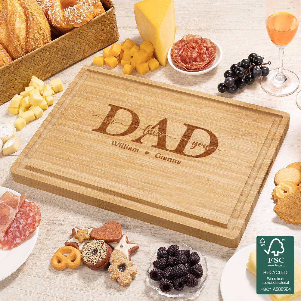 Personalised Daddy We Love You Engraved 1-12 Kids Names FSC Bamboo ...