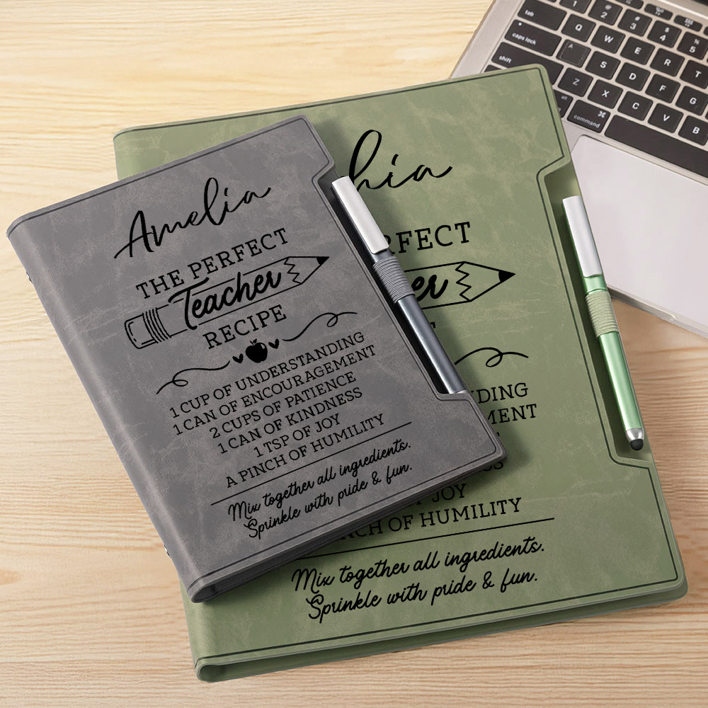 Personalised Perfect Teacher Recipe Leather Refillable Binder Notebook ...