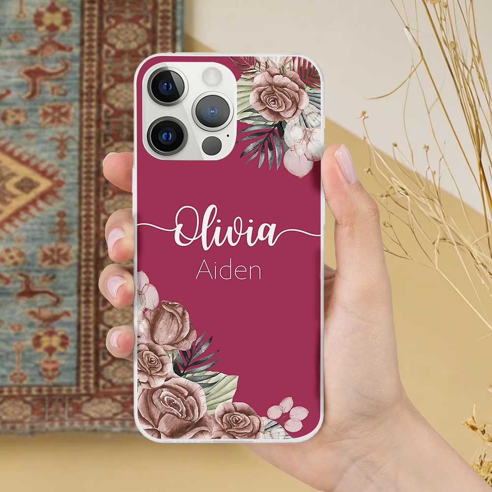 Personalized Vintage Floral Boho Phone Case for iPhone with Name ...