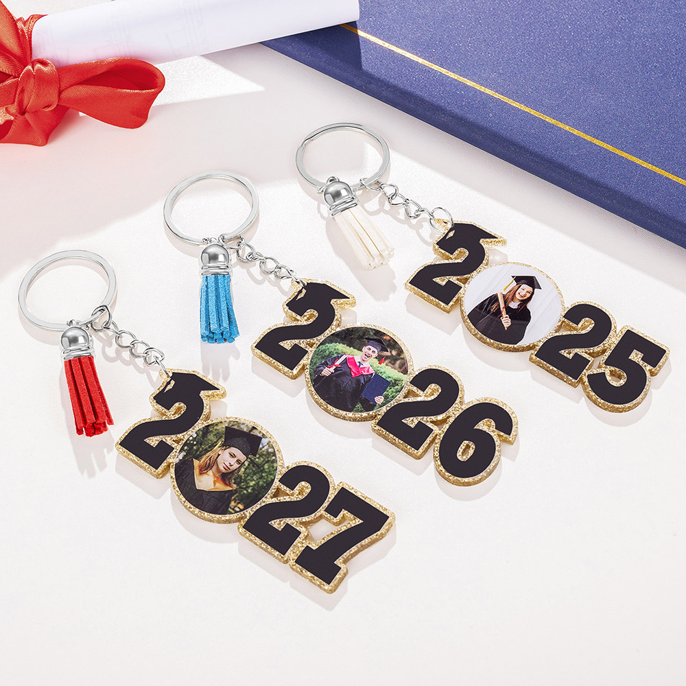 Personalized Grad Cap Photo Acrylic Keychain with Tassel Class of 2025 ...