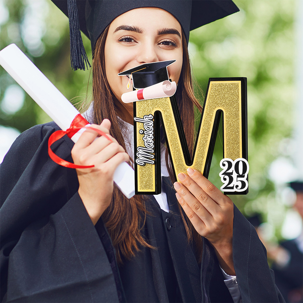 Personalized Graduation Cap 3D Printed Letter Name Sign with Year Party ...