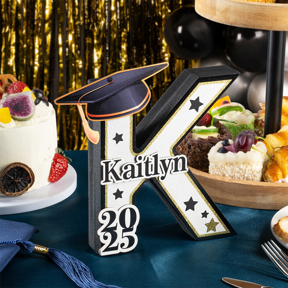Personalized Graduation Cap 3D Printed Letter Name Sign with Year Party ...