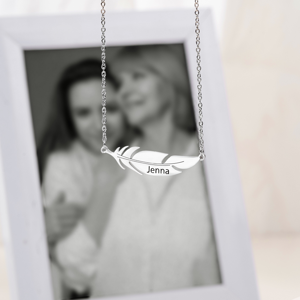 Personalized Angel Feather Necklace with Name Memorial Jewelry Sympathy ...