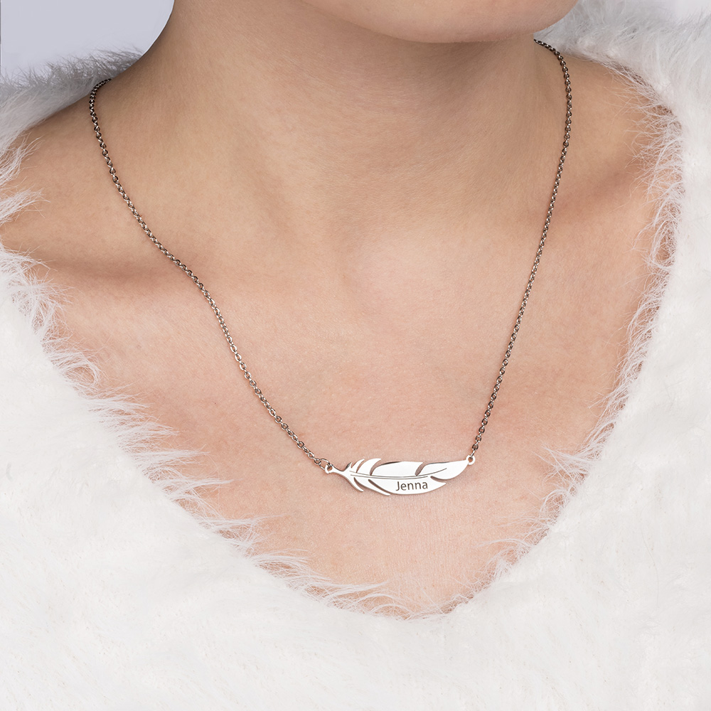 Personalized Angel Feather Necklace with Name Memorial Jewelry Sympathy ...