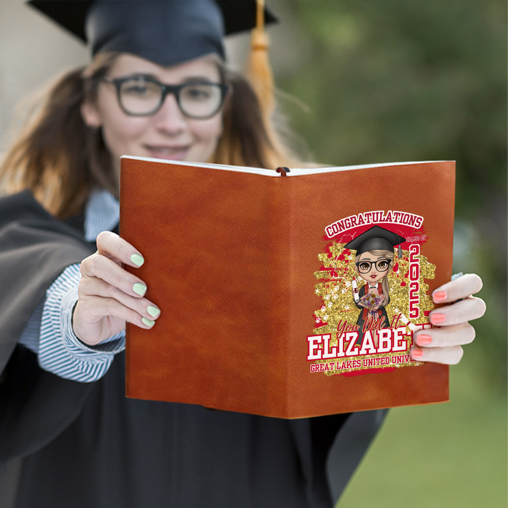 Personalized Congratulations Cartoon Character Leather Notebook with ...