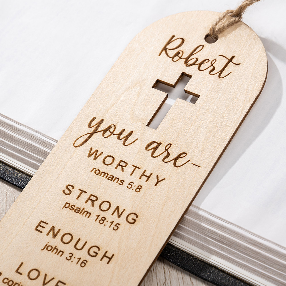Personalized Bible Verse Cross Wooden Bookmark with Engraved Name and ...
