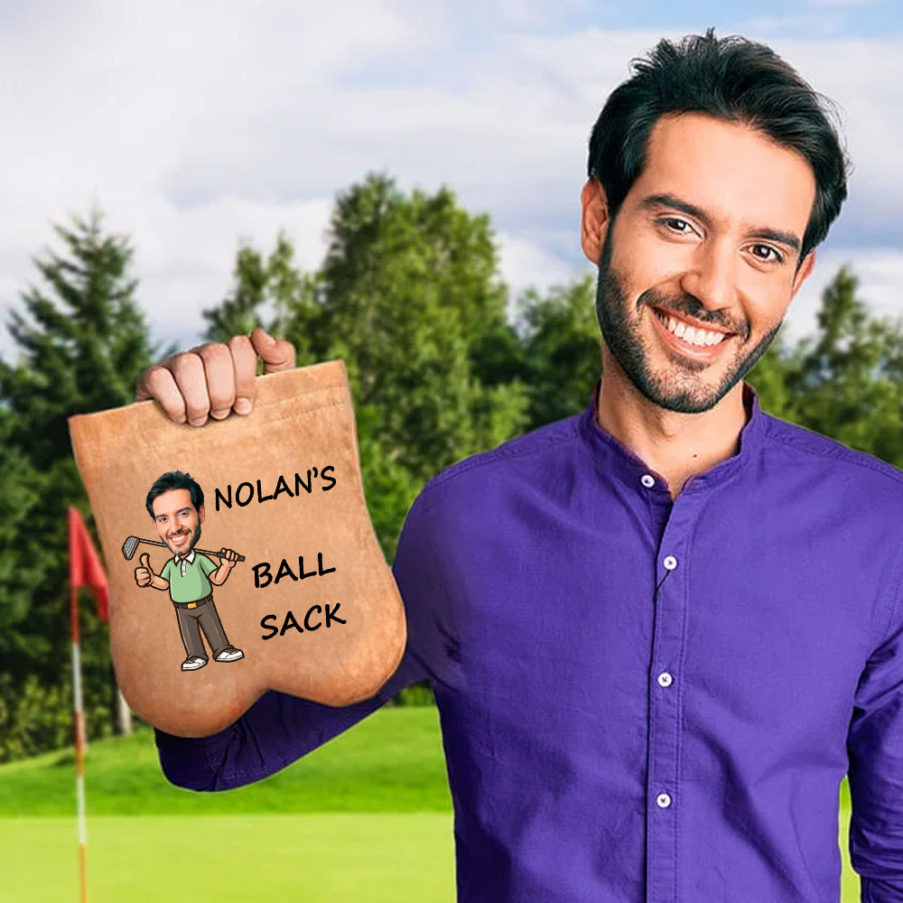Personalized Cartoon Character Face Photo Suede Golf Ball and Tee ...