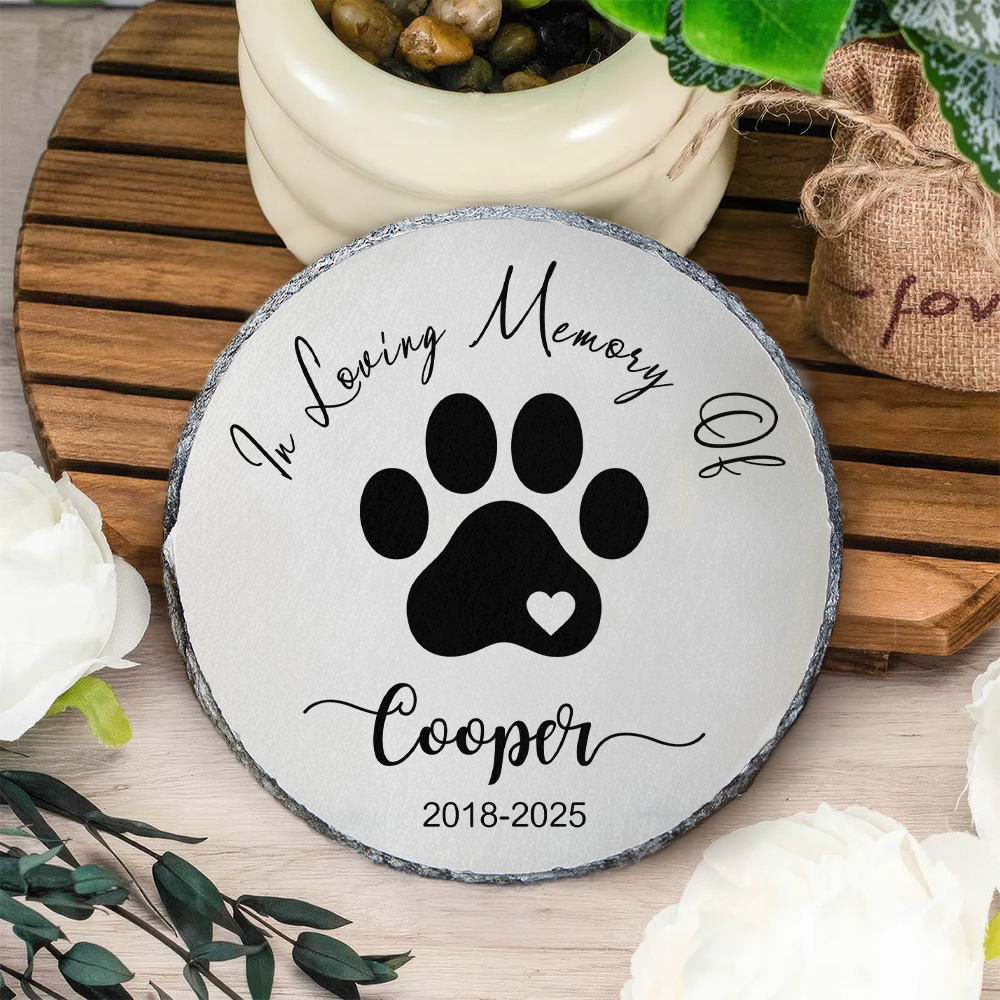Personalised Forever In Our Heart Pet Paw Print Garden Stone with Text ...