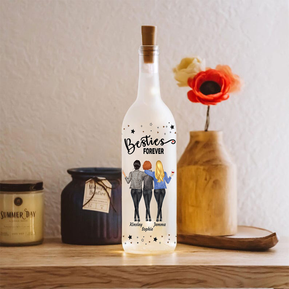 Personalized Besties Forever Star 2-4 Cartoon Characters LED Bottle ...