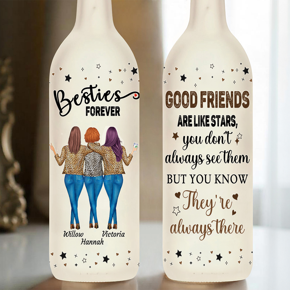 Personalized Besties Forever Star 2-4 Cartoon Characters LED Bottle ...
