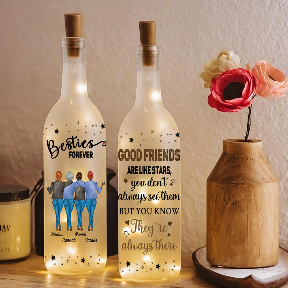 Personalized Besties Forever Star 2-4 Cartoon Characters LED Bottle ...