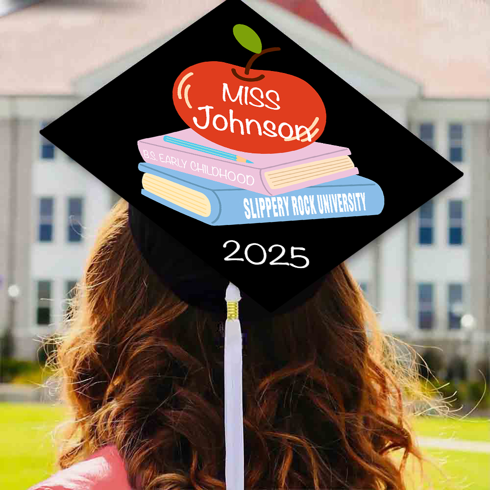 Personalized Apple Book Name Graduation Cap Topper Decoration with ...