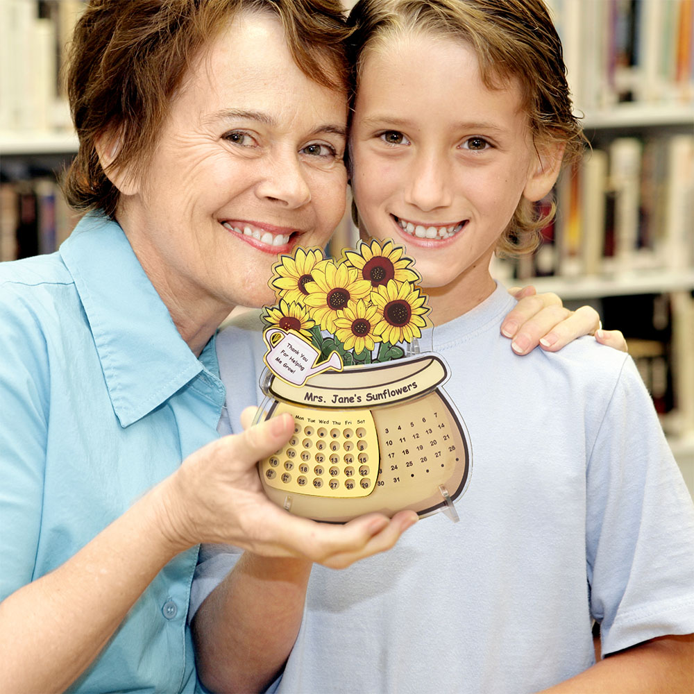 Personalized Sunflower Cactus Daffodil Pot Perpetual Calendar Acrylic ...