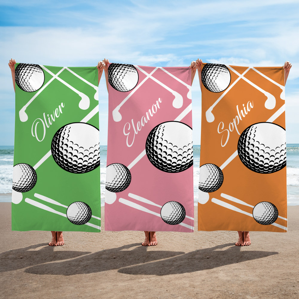 Personalised Multicolor Golf Pattern Oversized Quick Dry Beach Towel ...