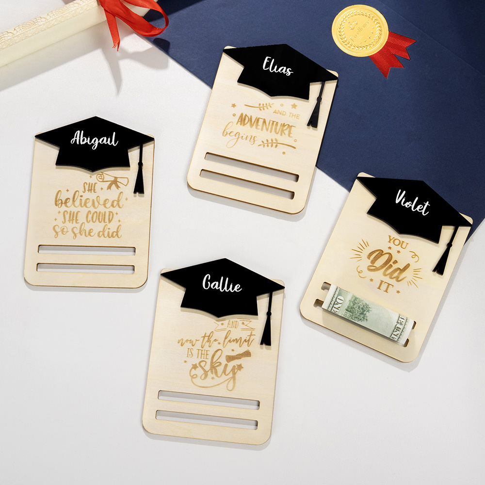 Personalized Wooden Acrylic Academic Hat Money Holder with Engraved ...