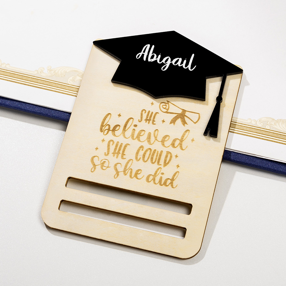 Personalized Wooden Acrylic Academic Hat Money Holder with Engraved ...
