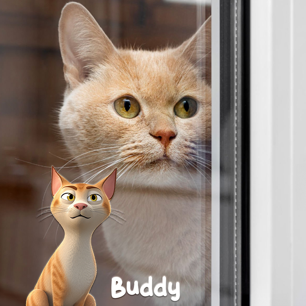 Personalized 3D Cartoon Cat Dog Name Car Sticker with Name Car Window ...