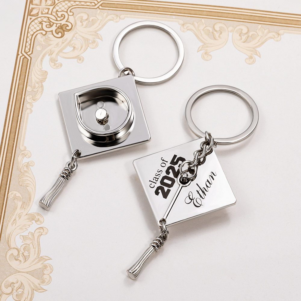 Personalised Graduation Cap Shape Class of 2025 Name Keychain Backpack ...