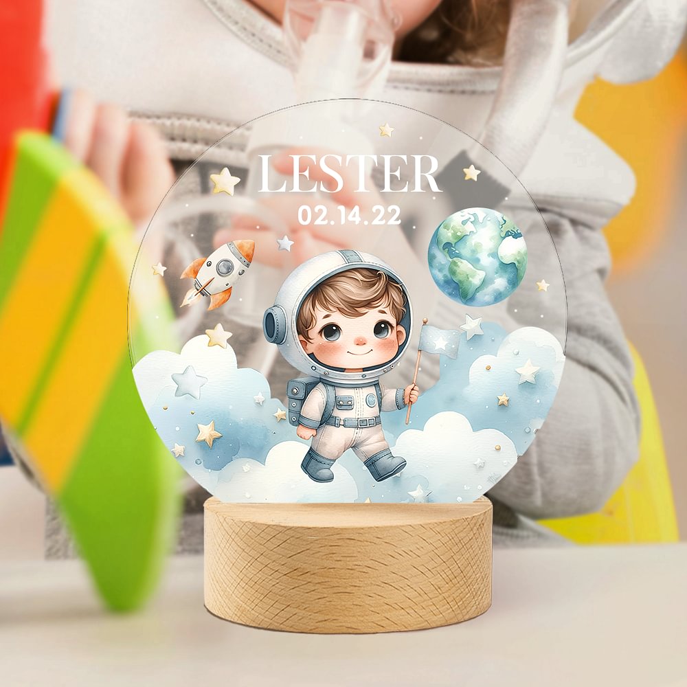 Personalisierte Astronaut Space Planet Rocket Star Acryl LED-Nachtlicht ...