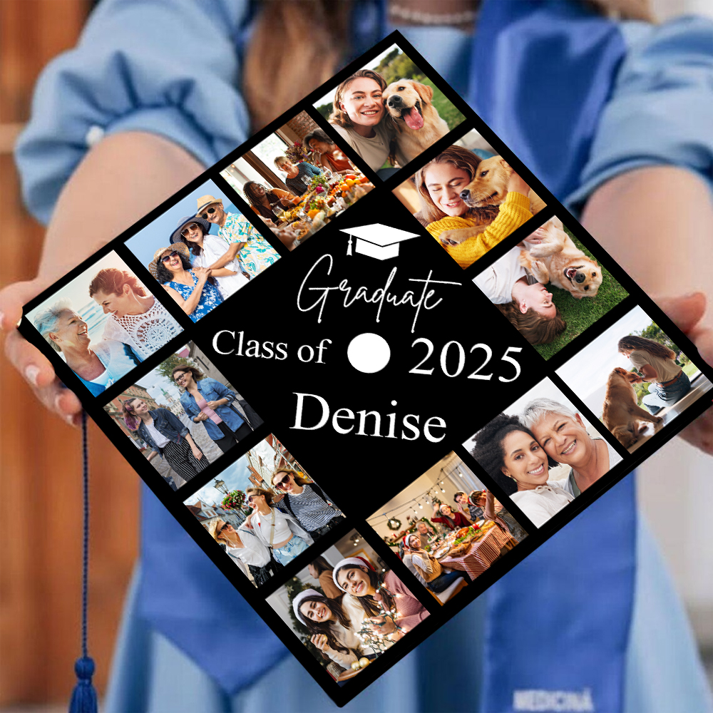 Personalized 12 Photos Collage Graduation Cap Topper with Name and Year ...