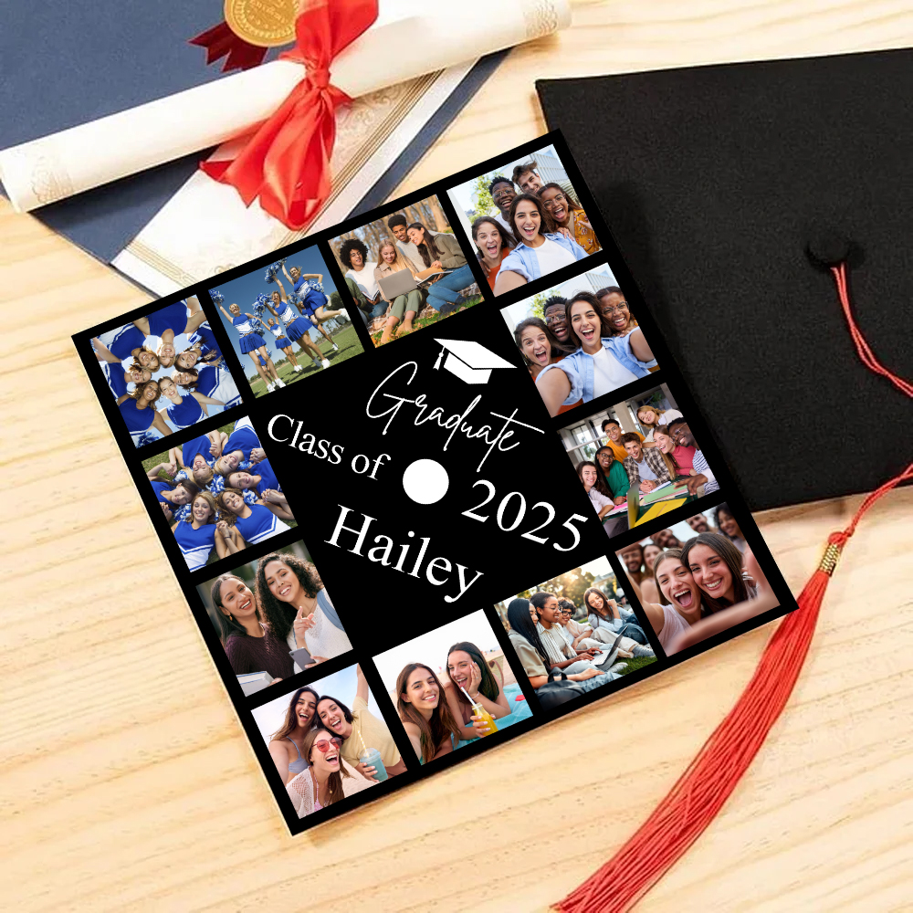 Personalized 12 Photos Collage Graduation Cap Topper with Name and Year ...