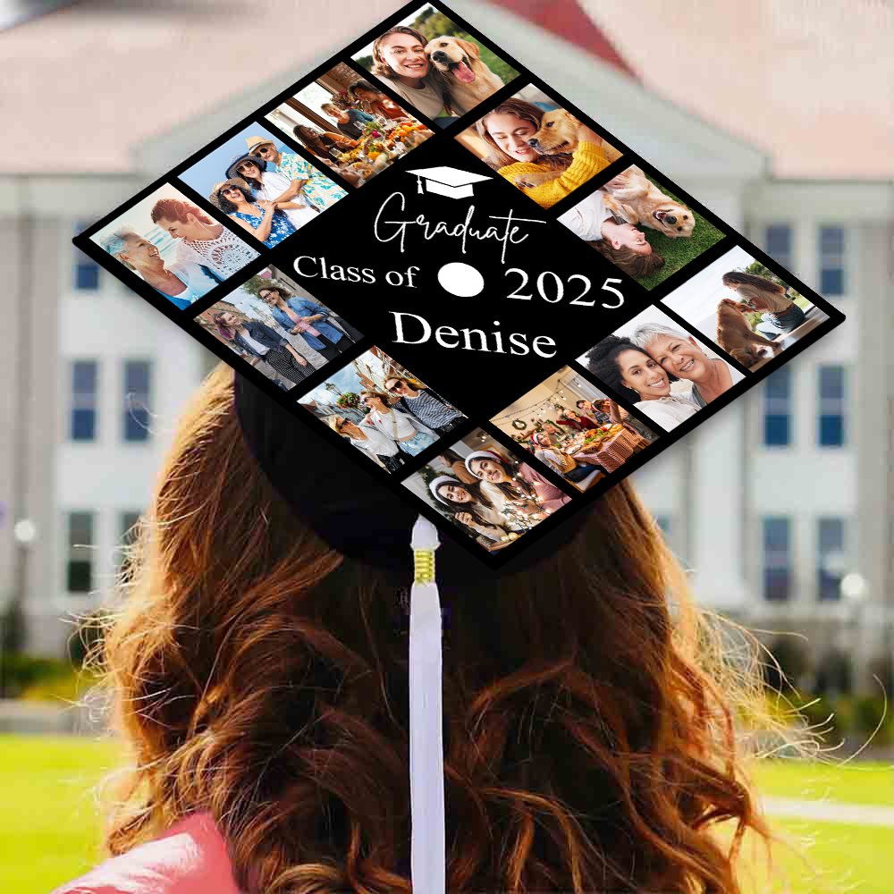 Personalized 12 Photos Collage Graduation Cap Topper with Name and Year ...