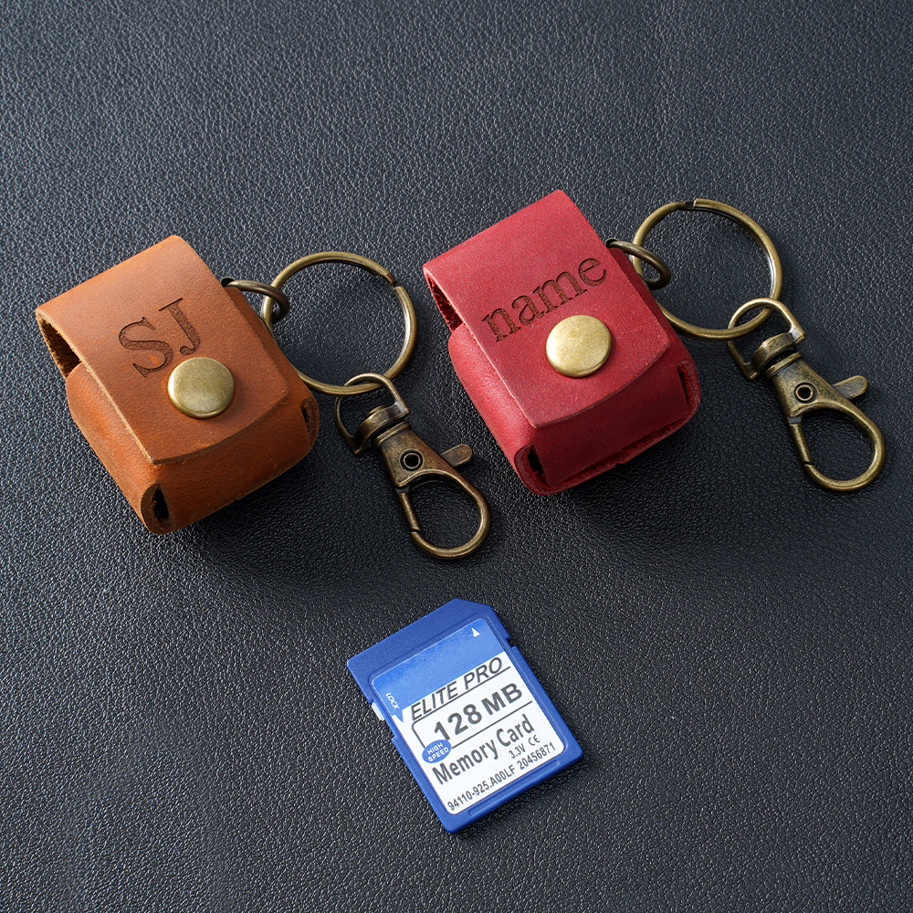 Personalized Mini Portable Genuine Leather SD Card Holder Storage Bag ...