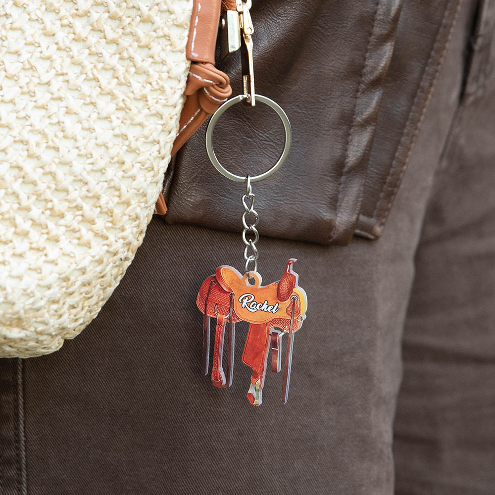 Personalized Horse Saddle Acrylic Keychain with Name Birthday ...