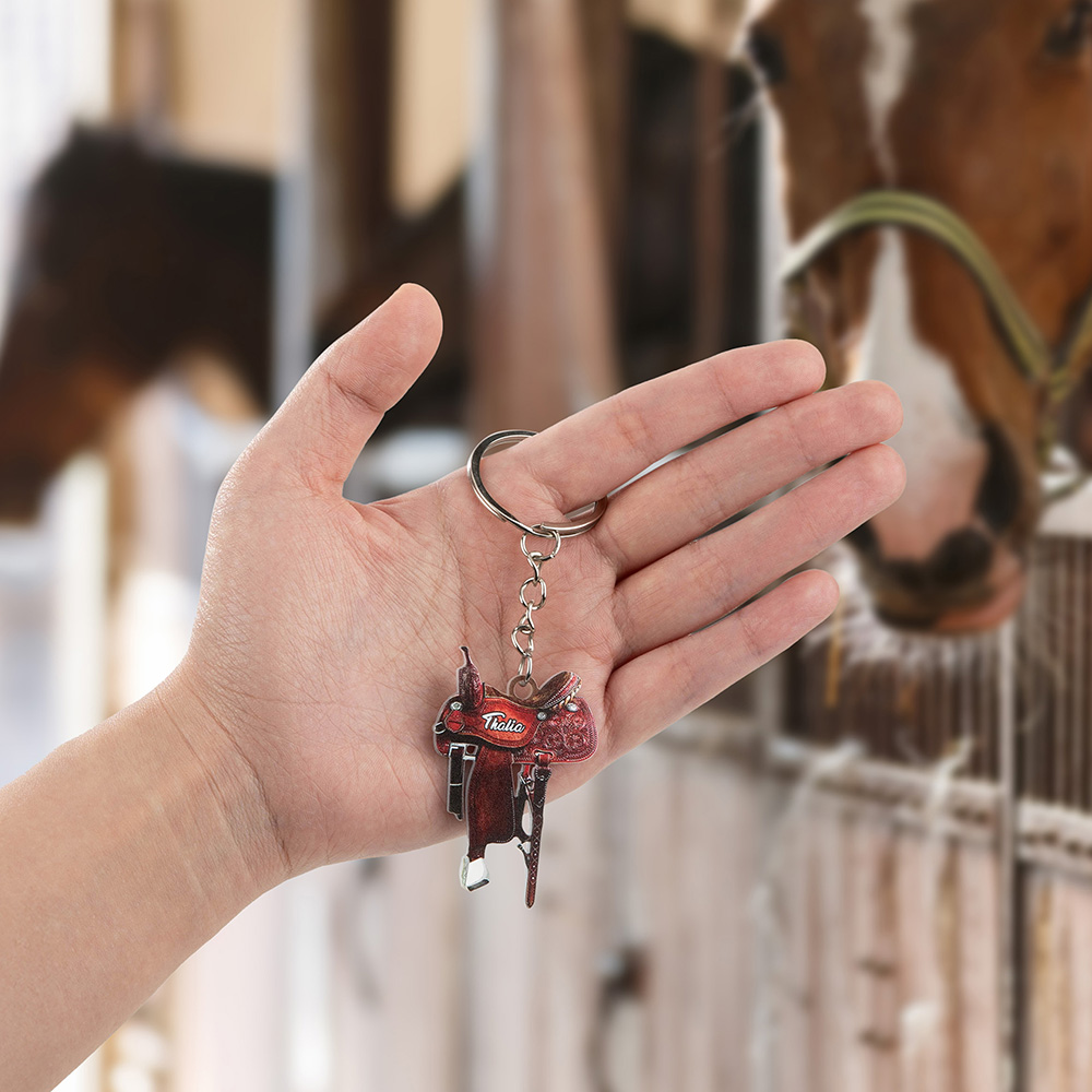 Personalized Horse Saddle Acrylic Keychain with Name Birthday ...