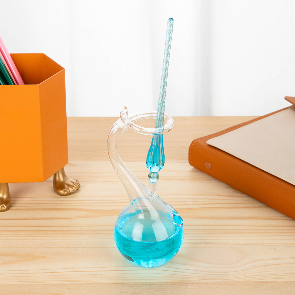 Personalised Hand Blown Crystal Glass Dip Pen and Box Set with Initial ...