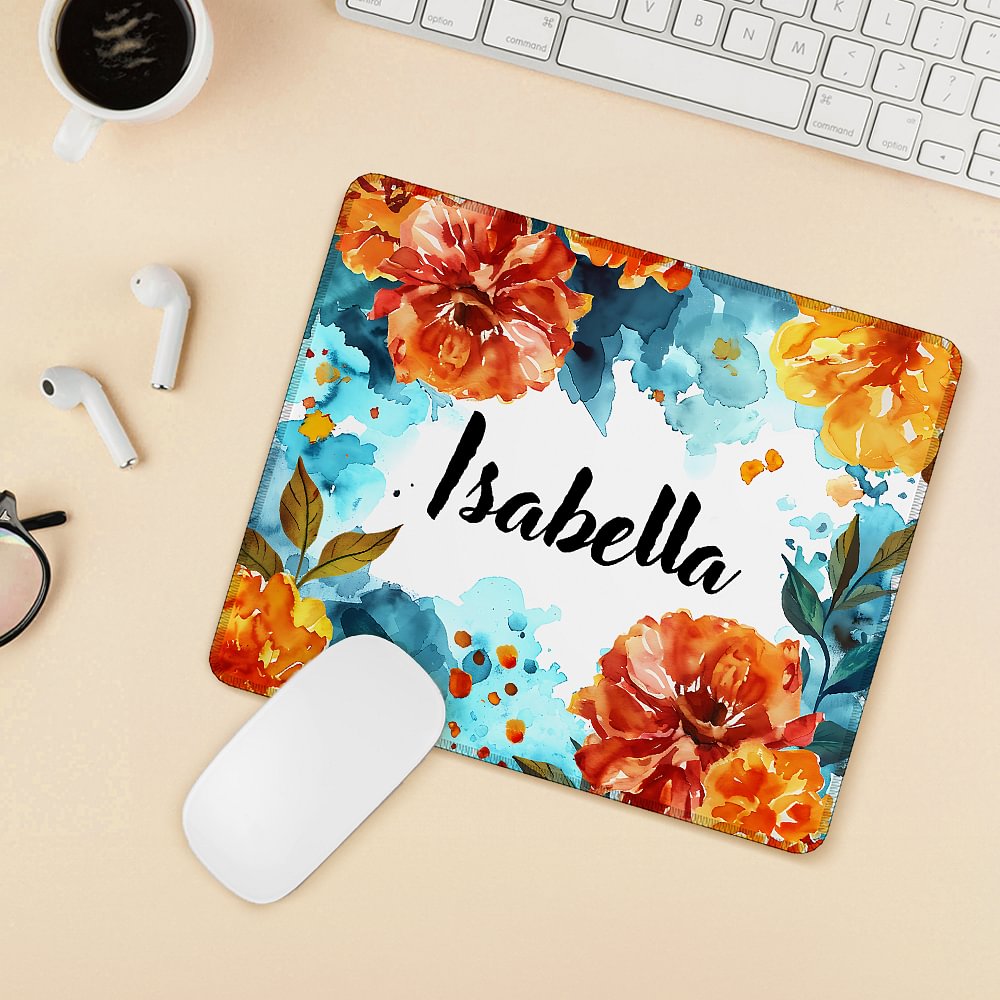 Personalised Watercolor Birth Flower Design Non-slip Mouse Pad with ...