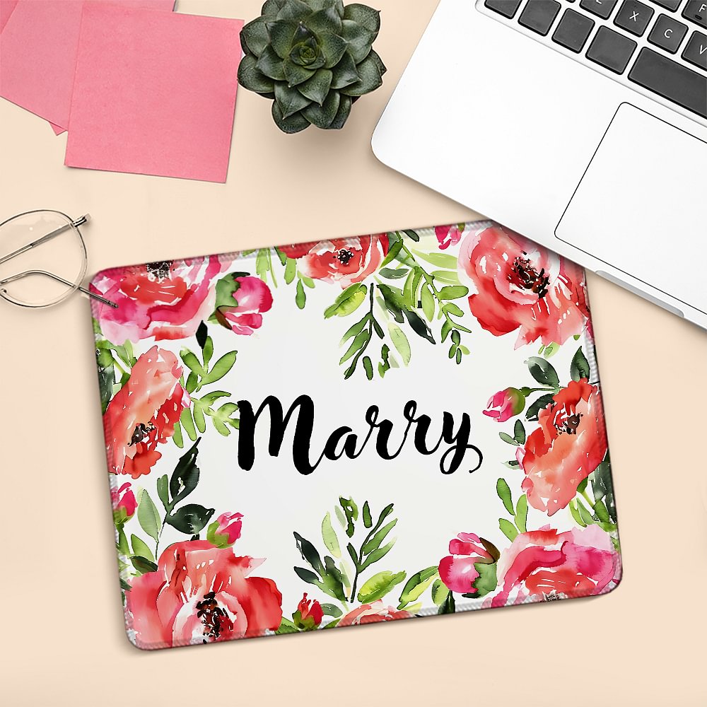 Personalised Watercolor Birth Flower Design Non-slip Mouse Pad with ...