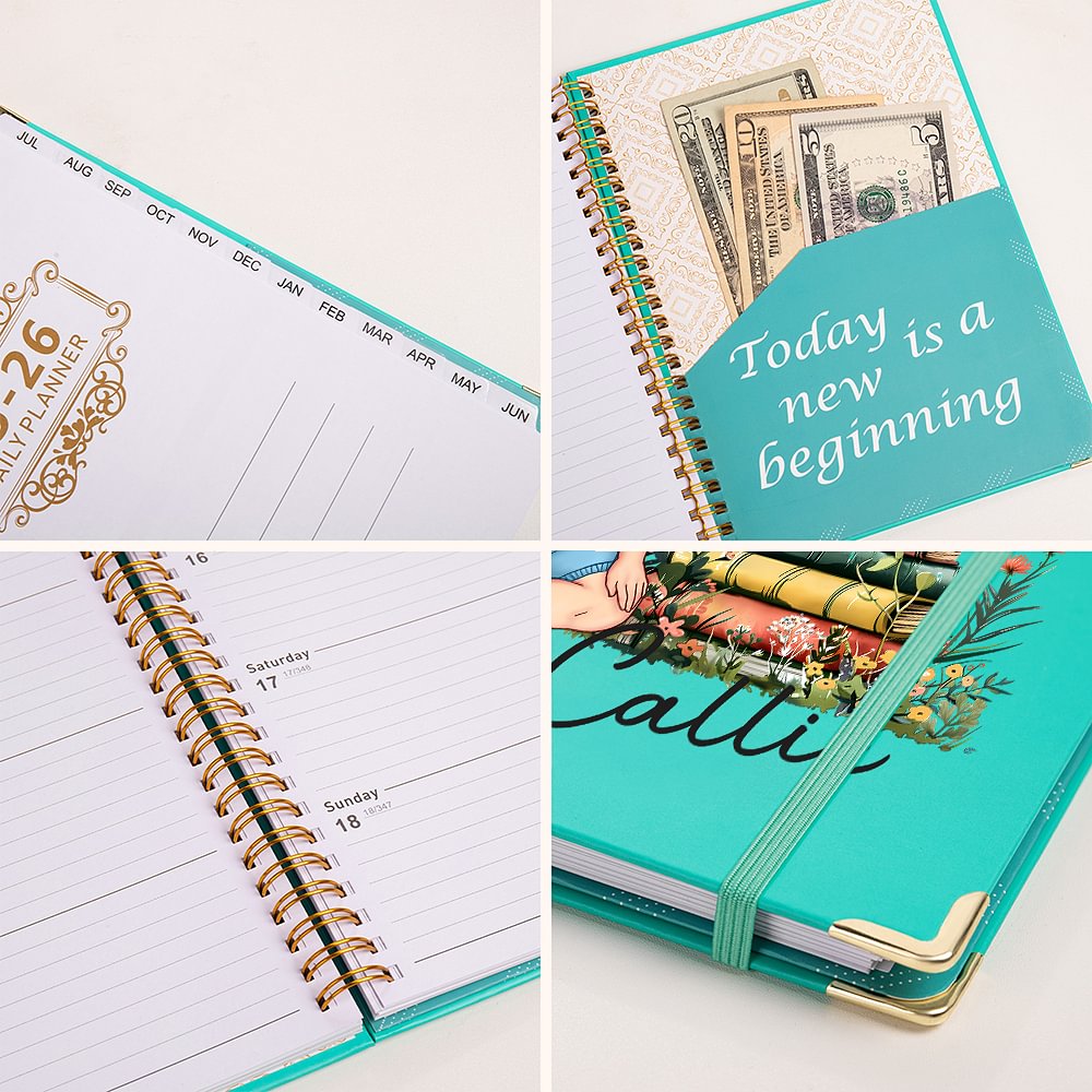 Personalized Floral Book Cartoon Reading Character 2026 Planner Name A5 ...