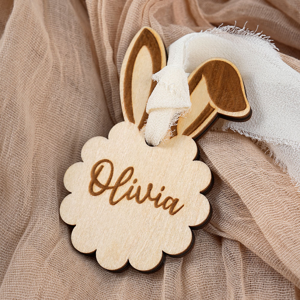 Panier de Pâques personnalisé en bois Oreilles de lapin en forme de ...