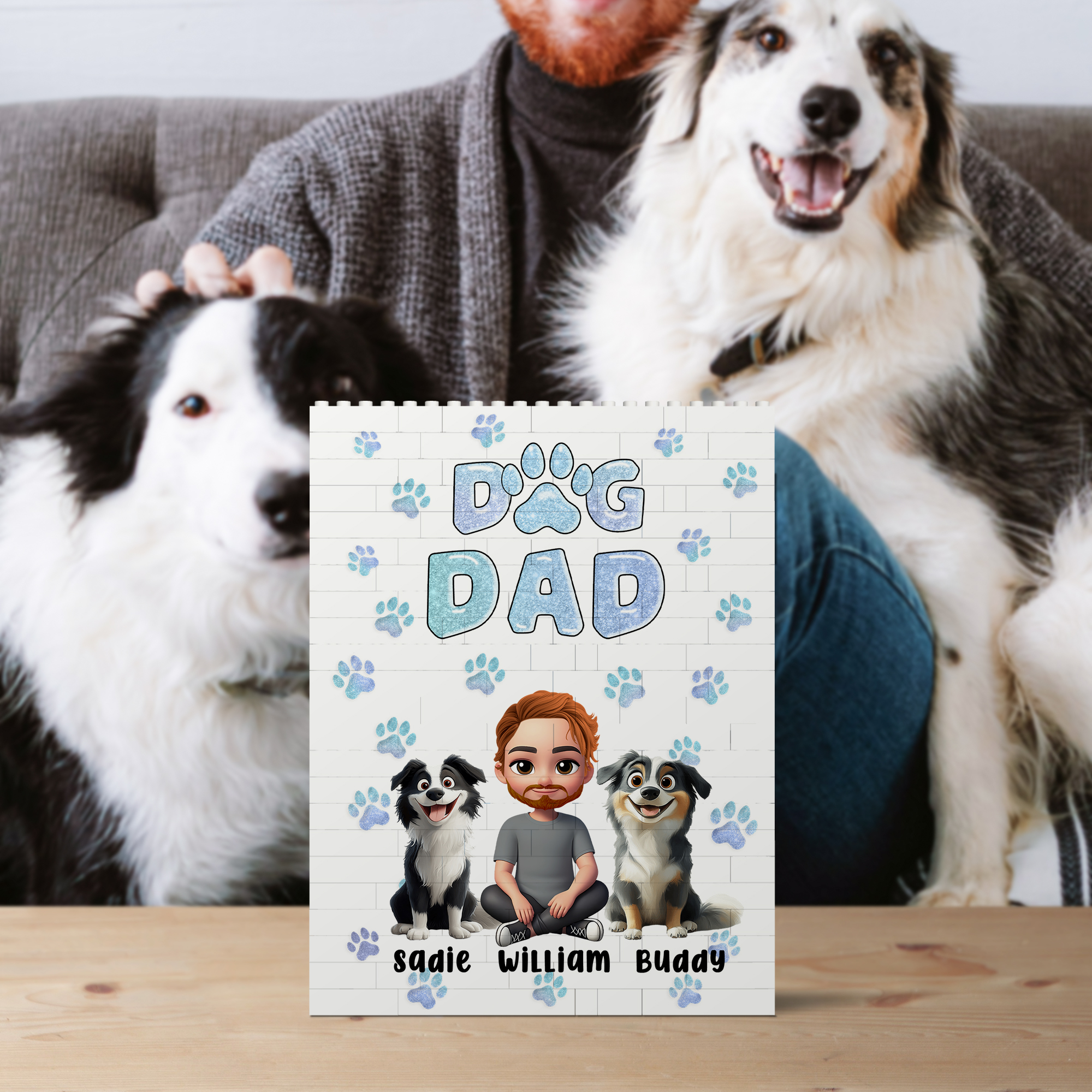 Personalized Dog Mom or Dad 3D Cartoon Character and 1-4 Dogs Building ...