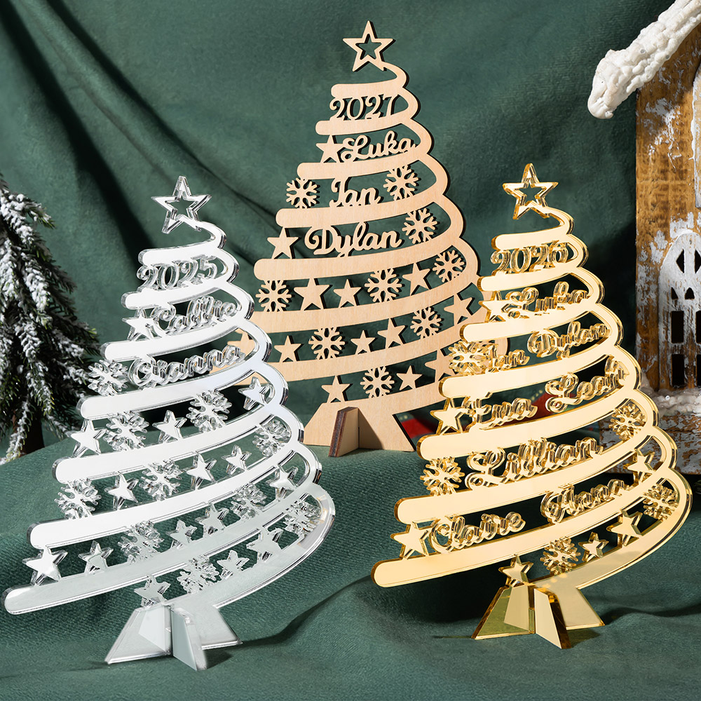 Personalized Christmas Family Tree Acrylic Plaque with 1-8 Names and ...