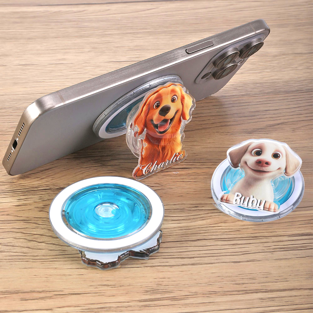 Personalized 3D Cartoon Dog Magnetic Phone Grip with Name Phone ...