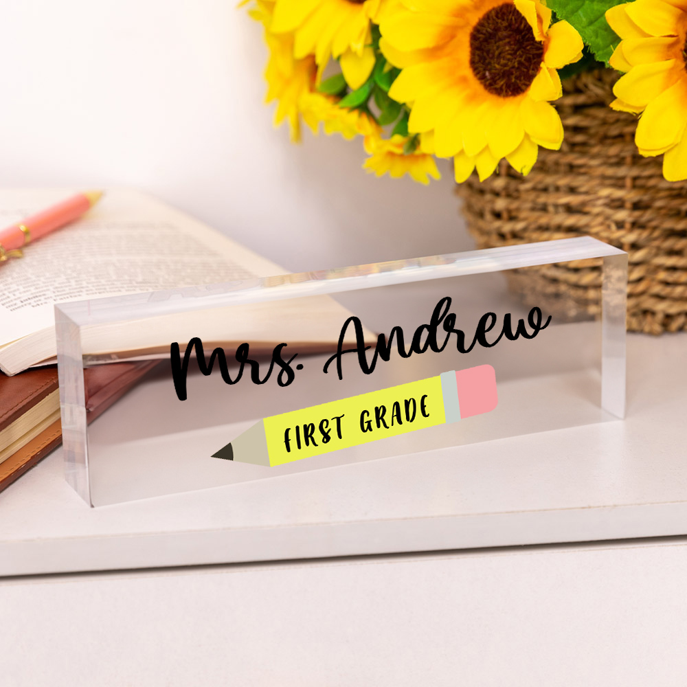 Personalized Pencil Acrylic Name Plate with Name and Text Office ...
