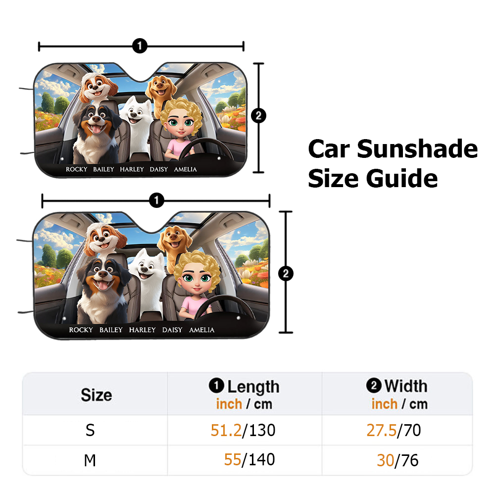 Personalized 1-4 3D Dog Cartoon Character Funny Car Windshield Sun ...