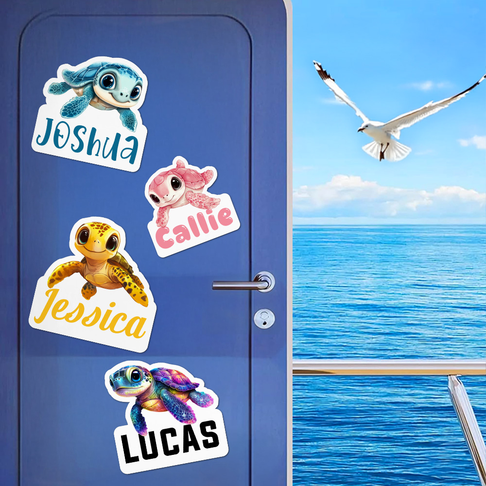 Personalized Cartoon Sea Turtle Fridge Magnet with Name Home Decor ...